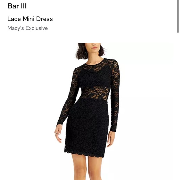Bar III | Dresses | Bar Iii Black Lace Mini Dress Holidays New Years ...